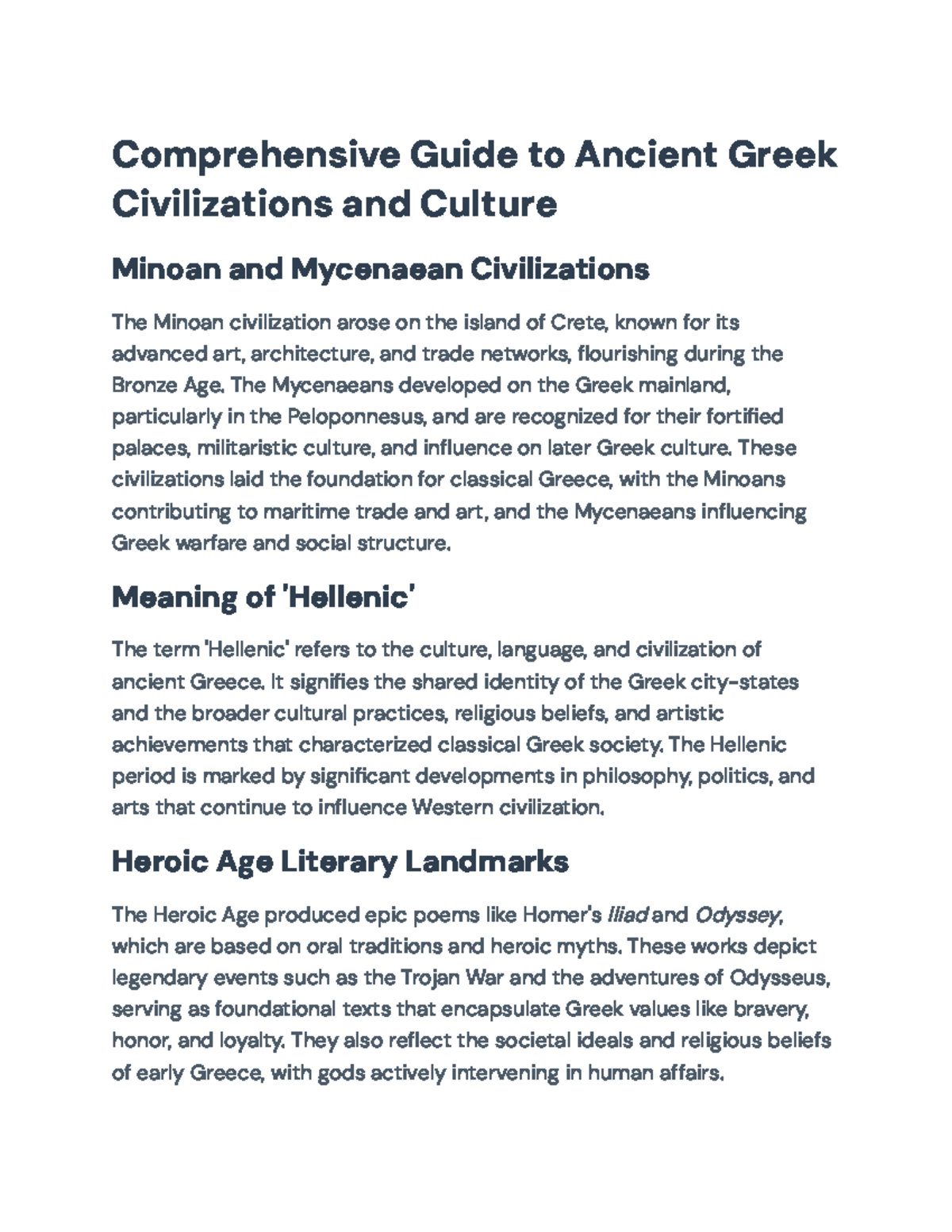 Comprehensive Overview of Ancient Greek Civilizations and Culture - Studocu