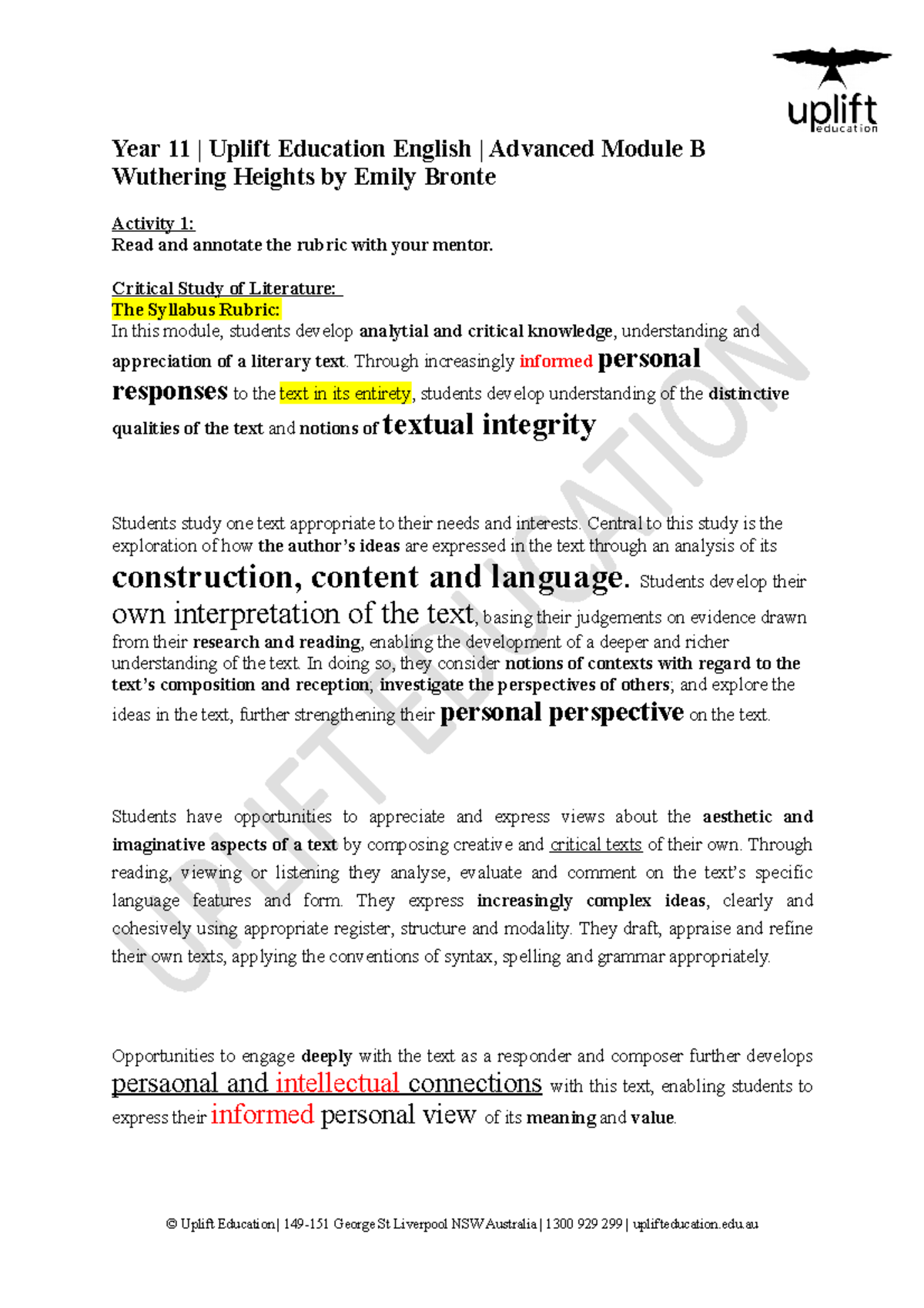 MOD B master doc - Wuthering Height Notes - Year 11 | Uplift Education ...