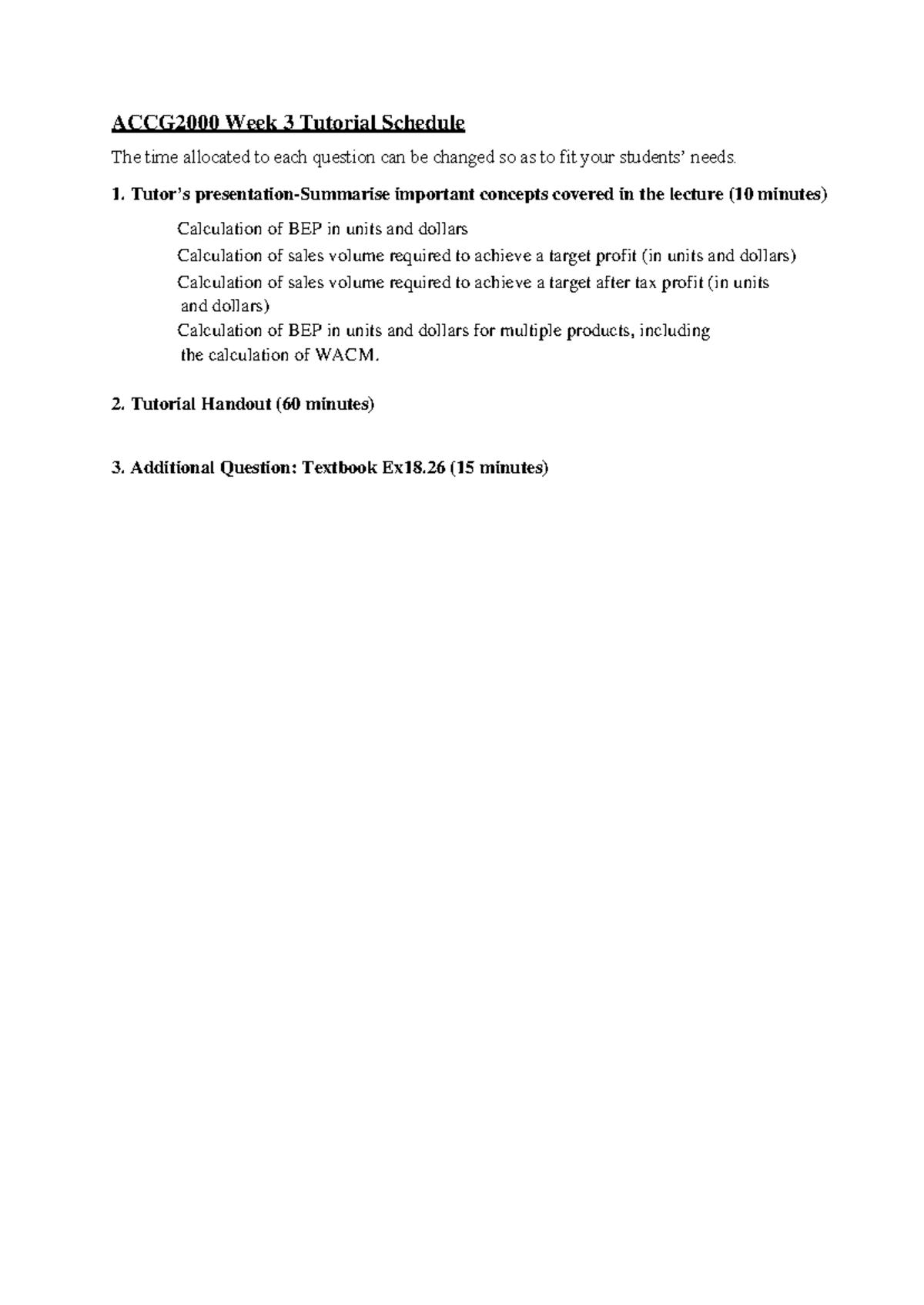 Week 3 Tutorial Schedule and handout - ACCG 2000 Week 3 Tutorial ...