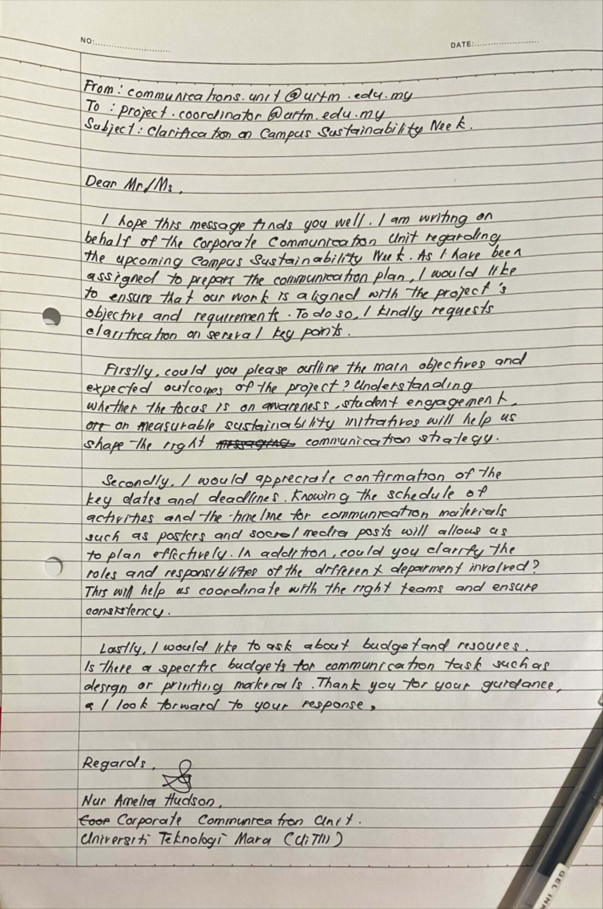 LCC501 Essay: Clarification on Campus Sustainability Week - Studocu