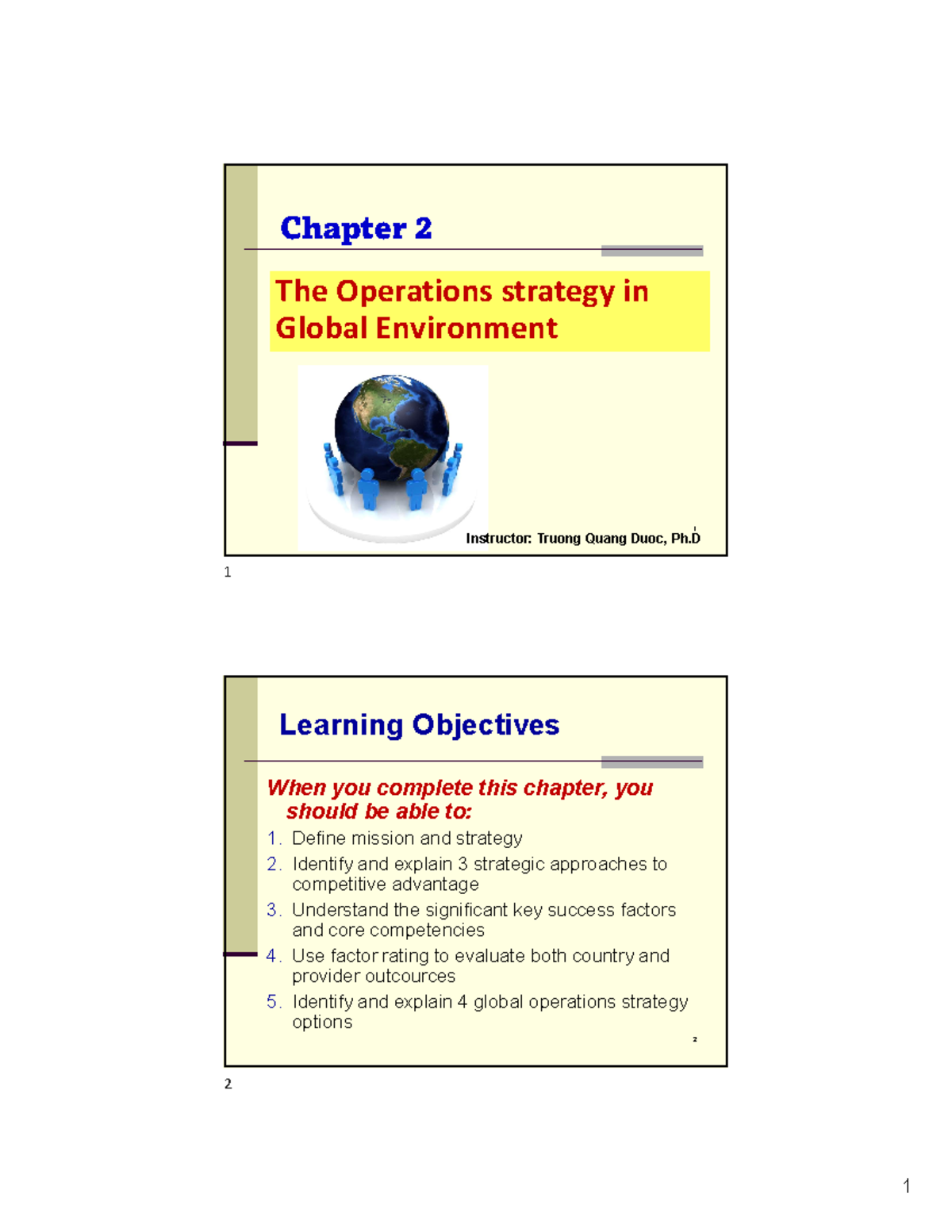 Chapter 2- Operations strategy in global environment - 1 The Operations ...