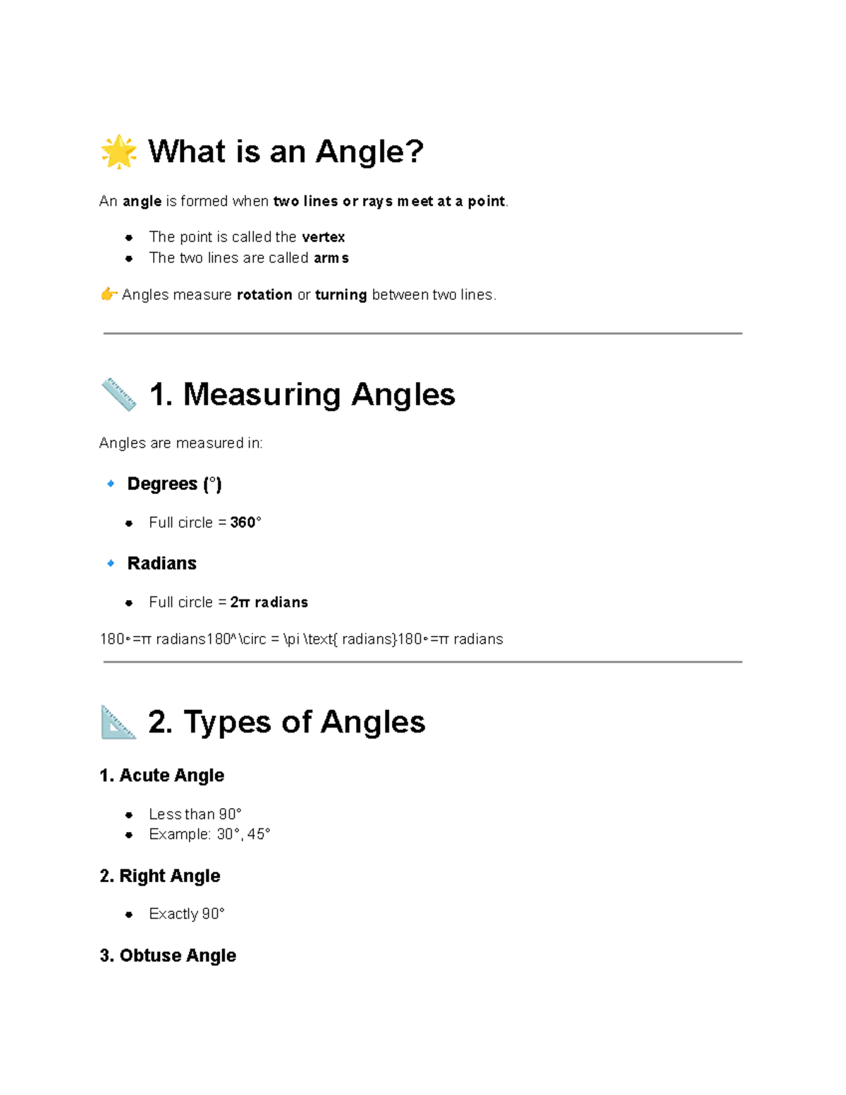 Angles in Mathematics: Understanding Types, Measurements, and ...