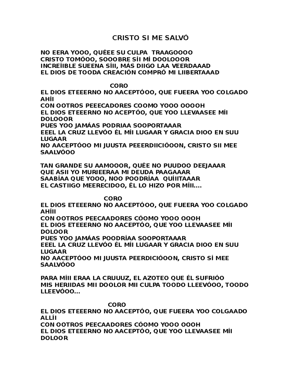 Cristo SI Me Salvó - Letra de la Canción (Musical) - Studocu