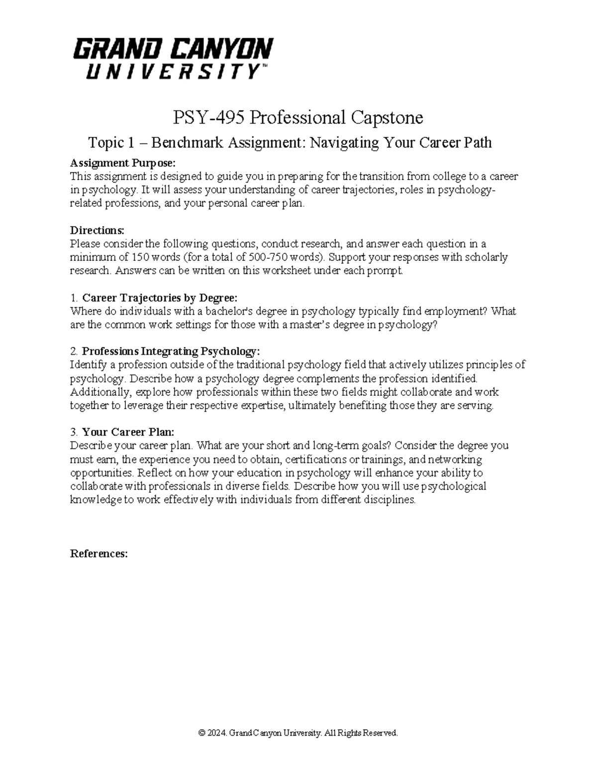 PSY 495 RS T1 BM Career Path Planning in Psychology: A Capstone Guide - Studocu