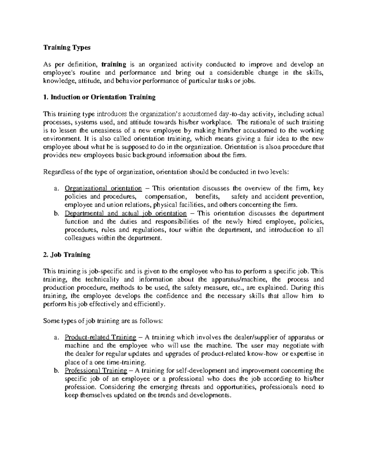 Training and Development 3 - Types of Employee Training Methods - Studocu