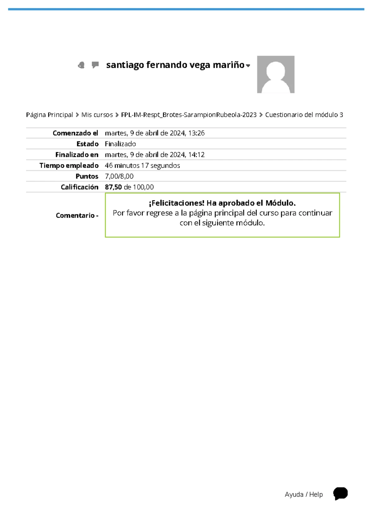 Cuestionario Módulo 6: Revisión del Intento y Resultados - Studocu