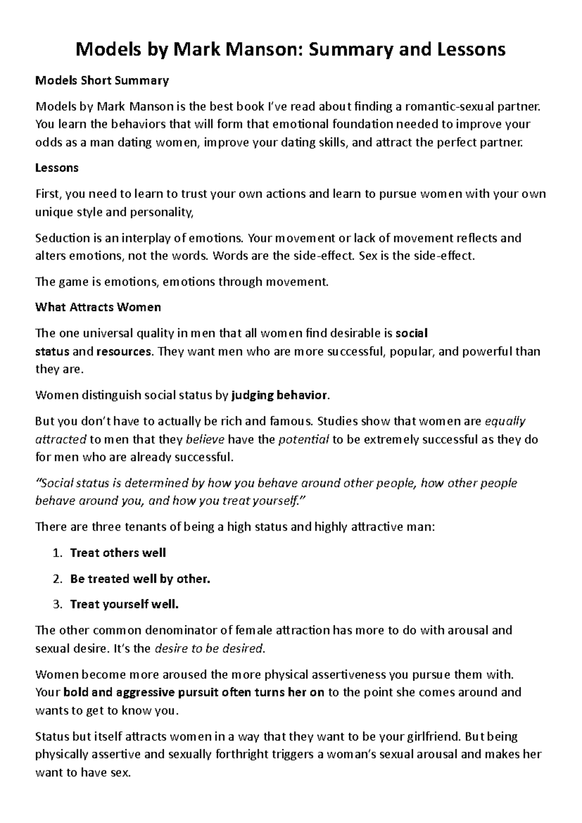Models Mark Manson Summary - Models by Mark Manson: Summary and Lessons ...