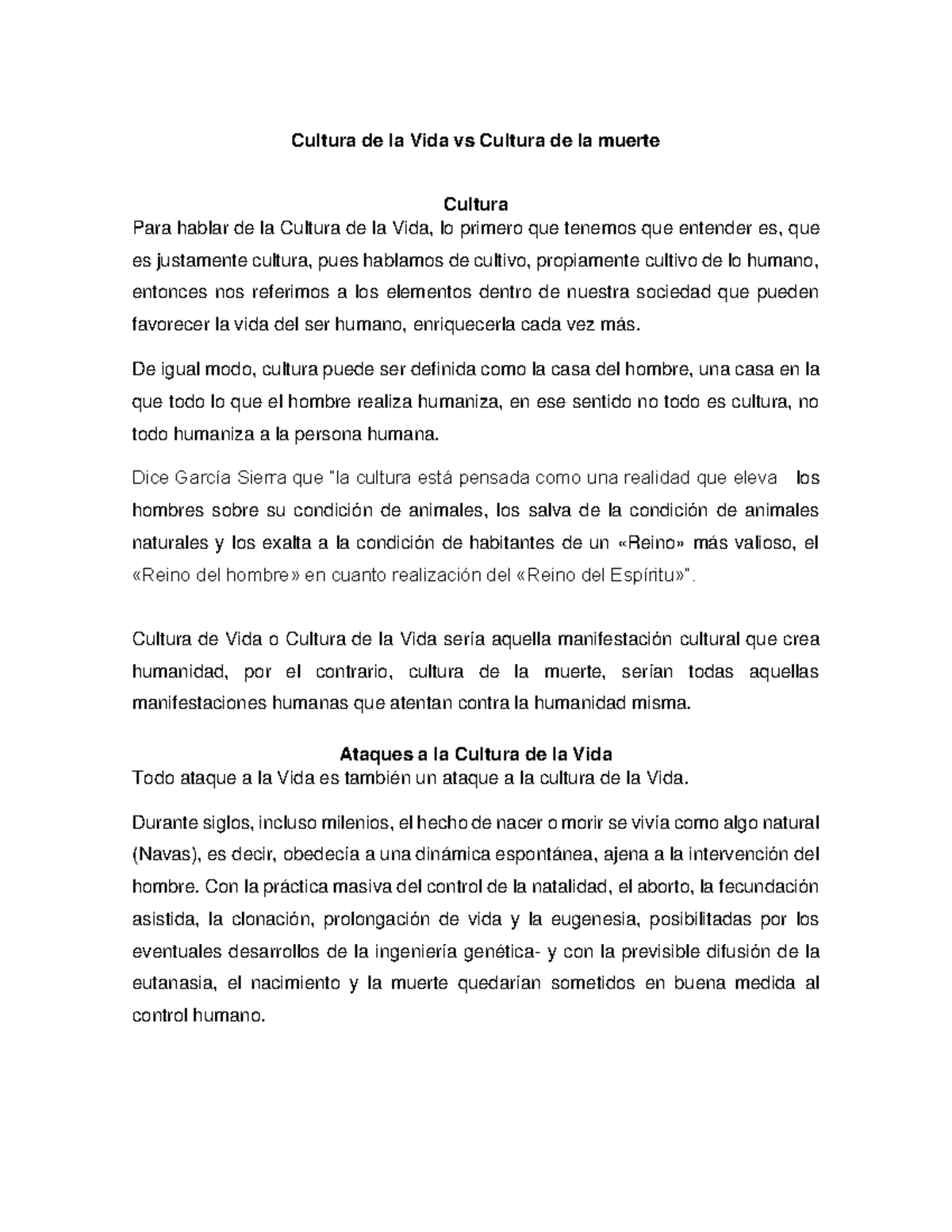 Cultura de la Vida vs Cultura de la Muerte: Reflexiones y Desafíos ...