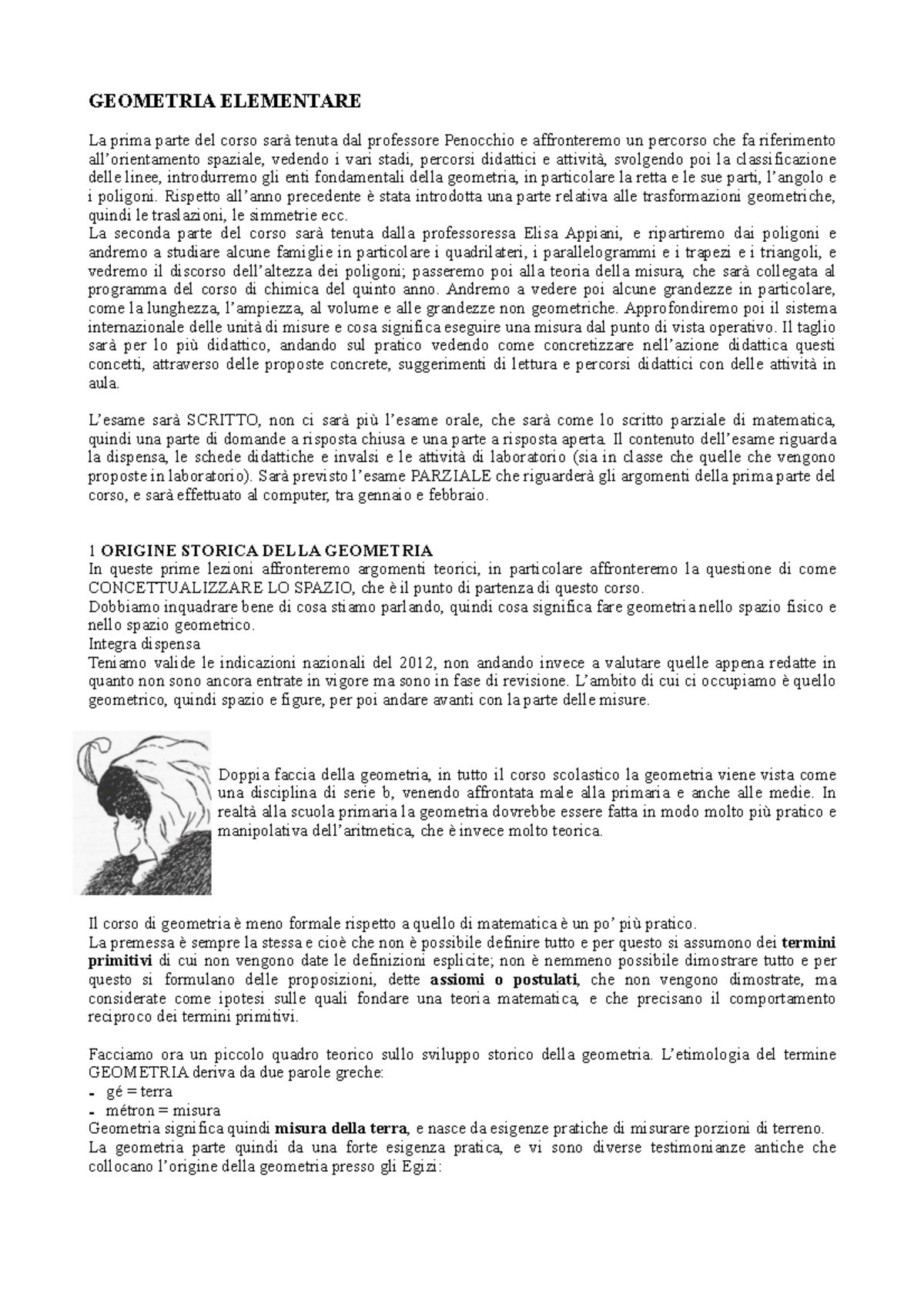 Geometria Elementare - Corso di Matematica (1° Semestre) - Studocu