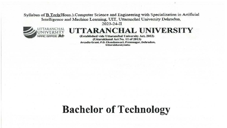 B.Tech (CSE) AIML 5th Sem Syllabus Overview - Studocu
