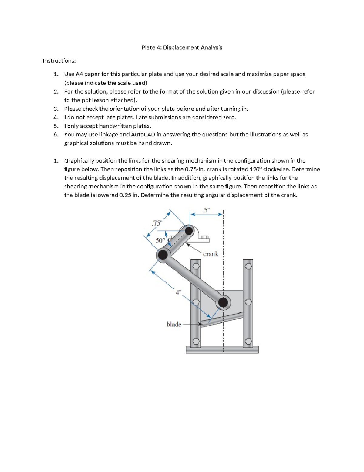 Kinematics 1 - Plate 4: Displacement Analysis of Machine Elements - Studocu