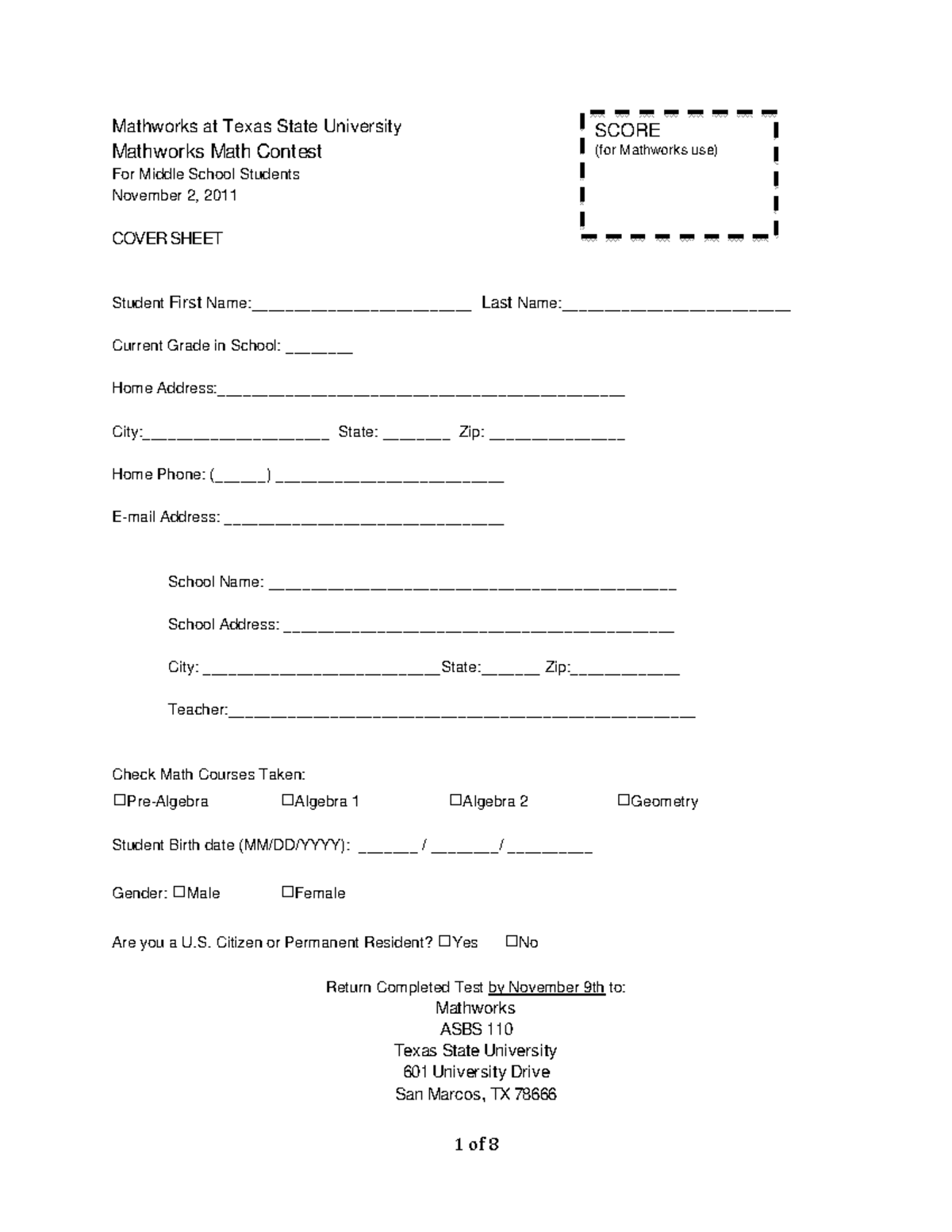 2011 Mathworks Math Contest (MMC) Test Notes for Middle School - Studocu