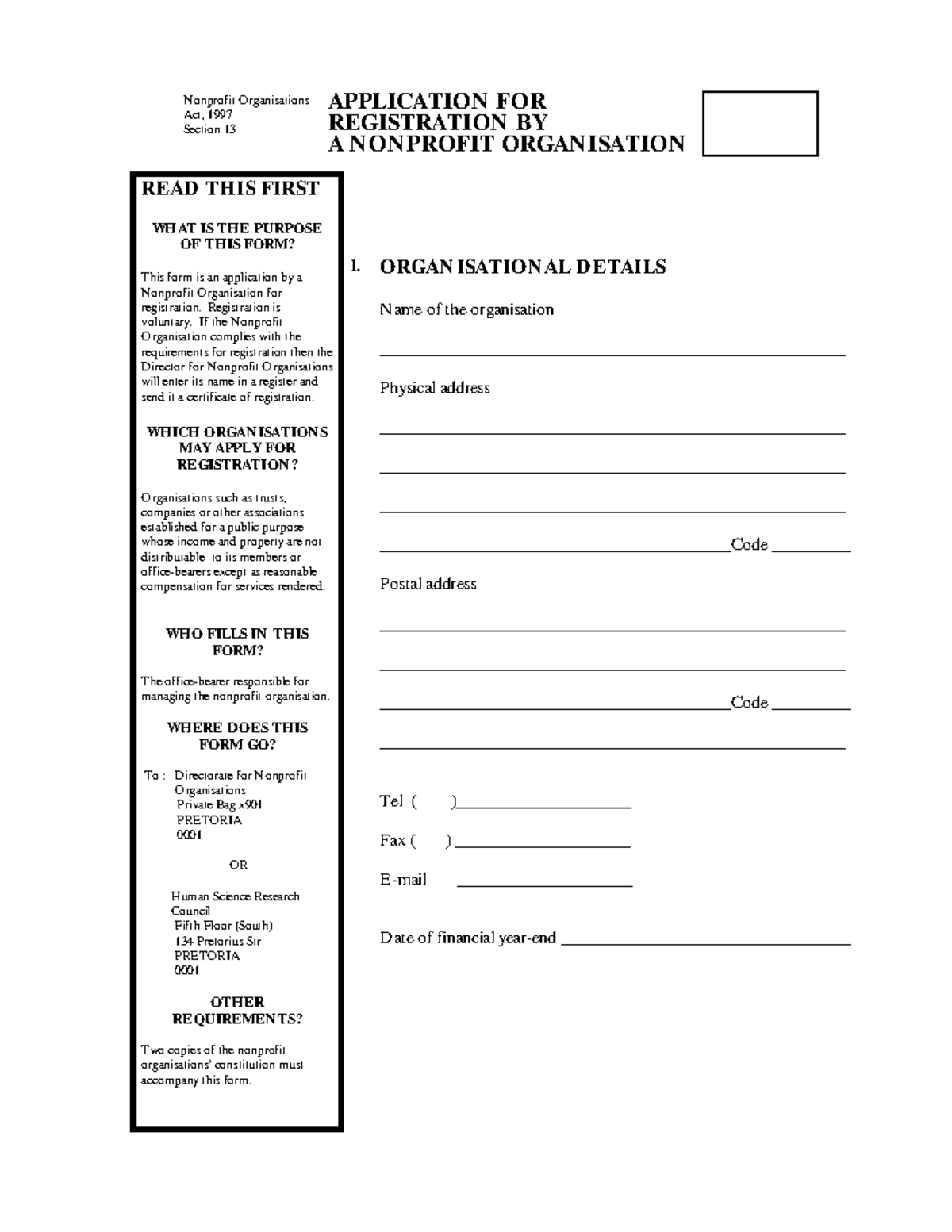 NPO Registration Form - Application Process and Requirements - Studocu