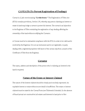 Types of Caveats: Understanding Registration and Legal Interests in ...