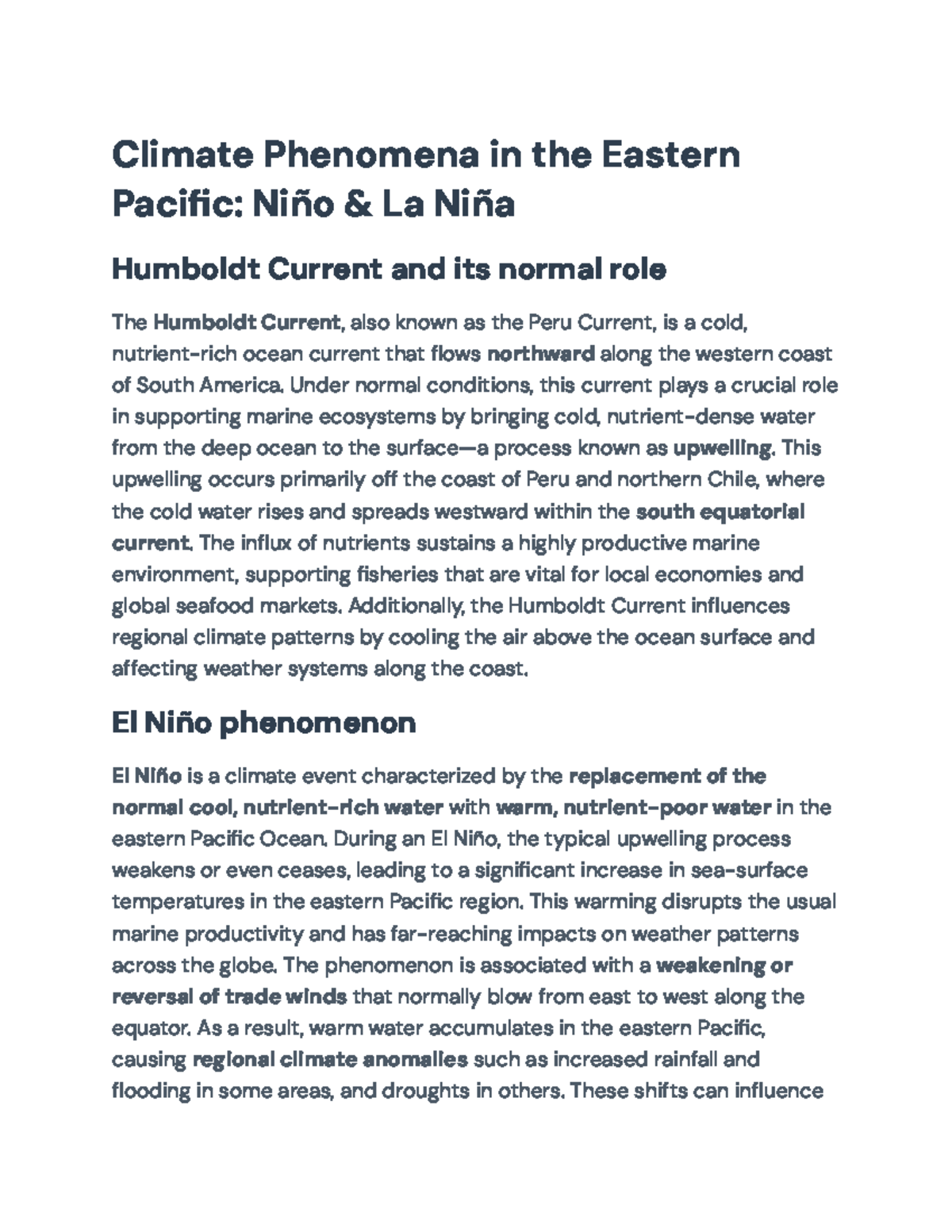 Climate Phenomena in the Eastern Pacific: El Niño & La Niña Insights ...
