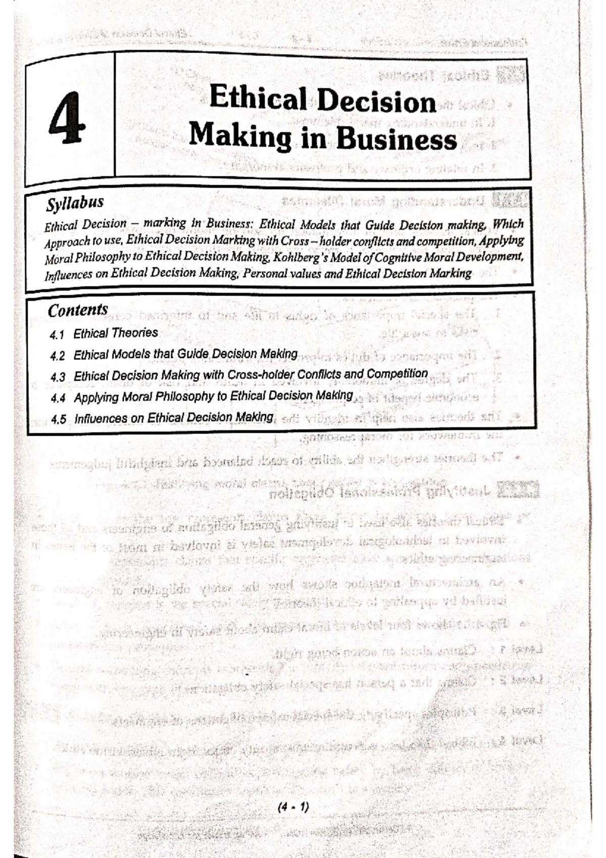 4 Professional Ethics in Business: Ethical Decision Making Syllabus ...