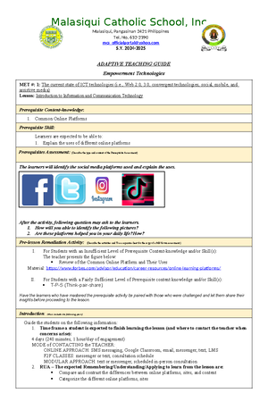 Q4 Learning- Outcome-3 - Semi Detailed Lesson Plan in Technology and ...