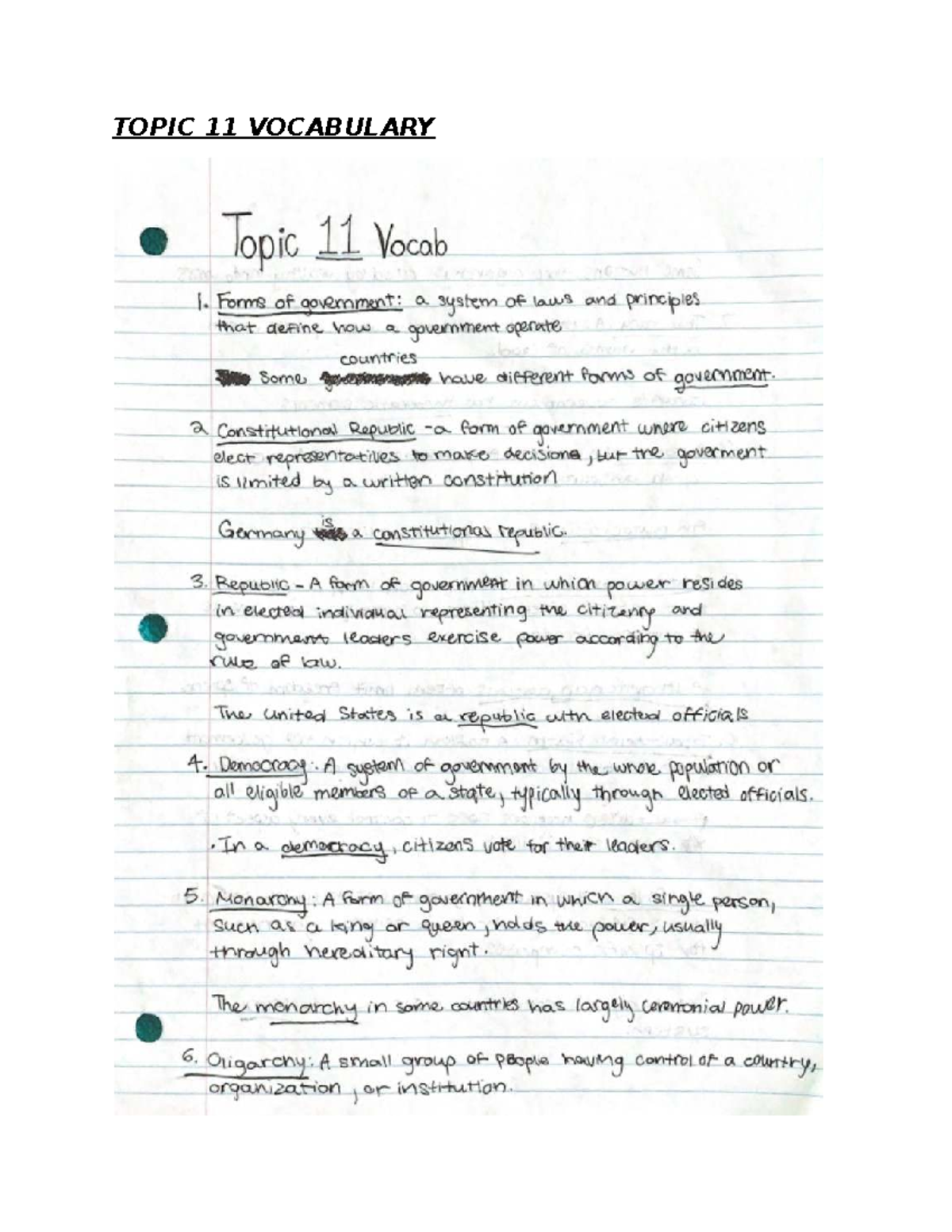 Topic 11 Vocabulary Overview - Course Code: CBDC0327 - Studocu