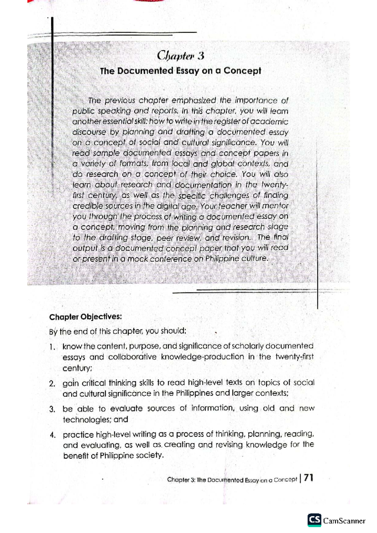 CS 3: The Documented Essay on a Concept - Academic Writing Skills - Studocu