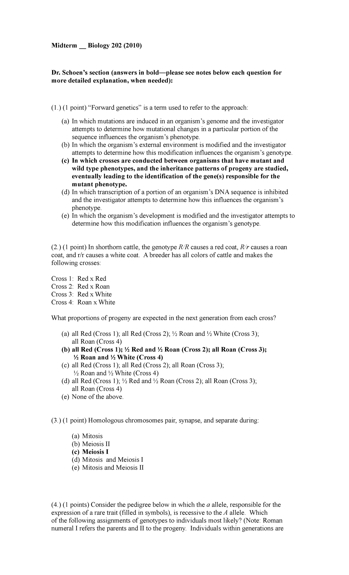 Midterm Exam Questions & Answers | Biology 202 (Feb 21, 2010) - Studocu