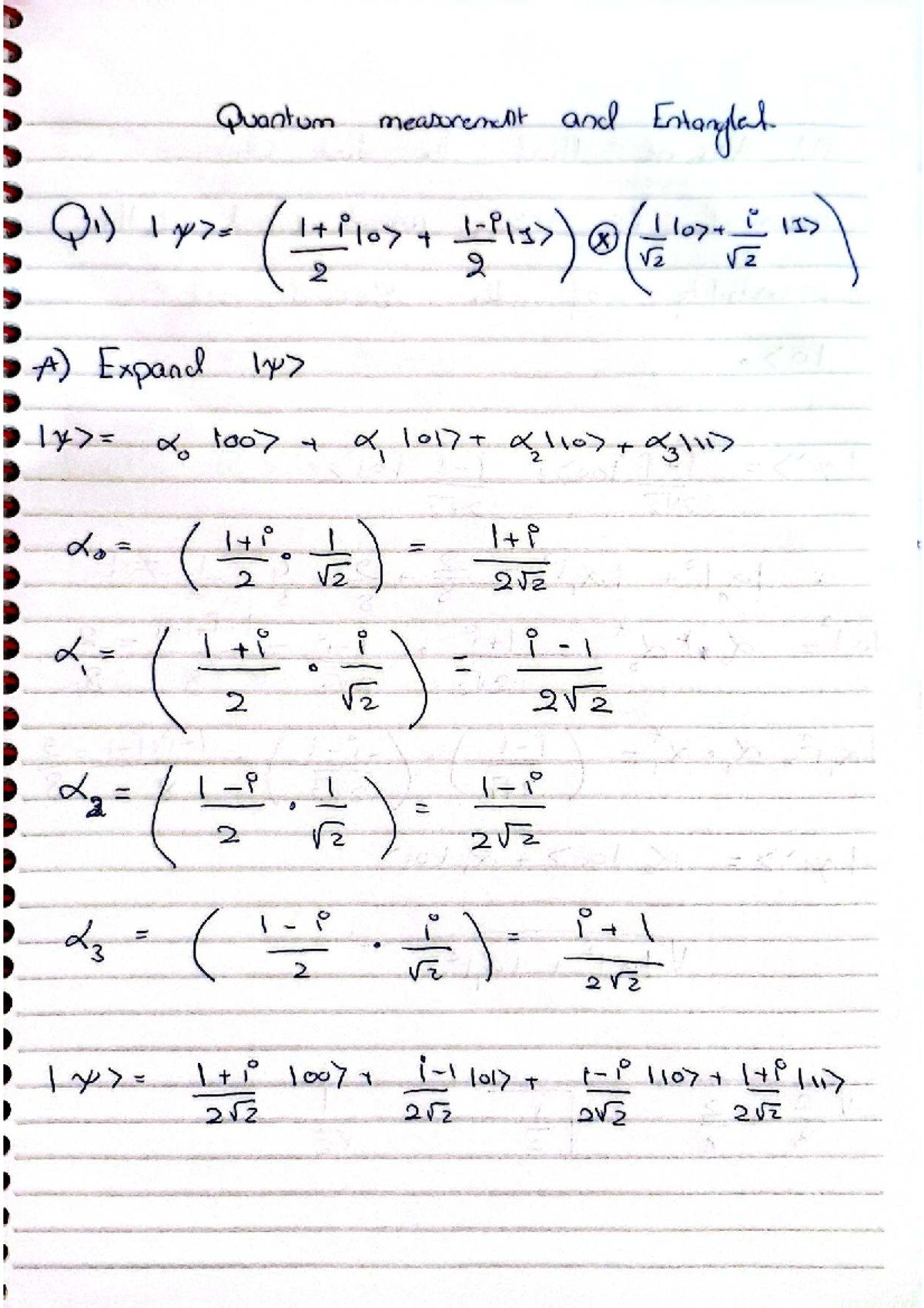 Quantum Measurement and Entanglement Q1-Q5 Notes - Studocu