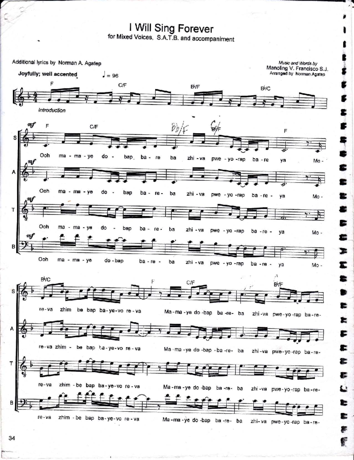 I Will Sing Forever: SATB Arrangement by Norman Agatep - Studocu
