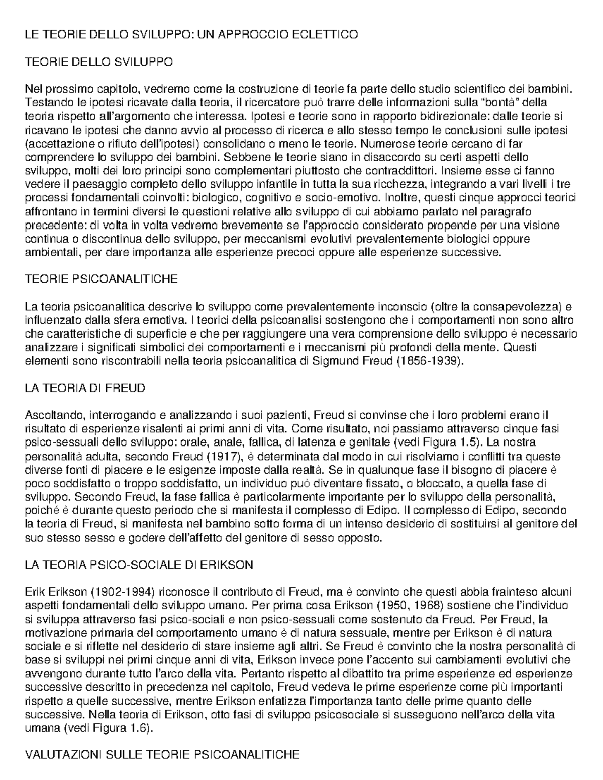 LE TEORIE DELLO SVILUPPO: UN APPROCCIO ECLETTICO (CORSO 123) - Studocu