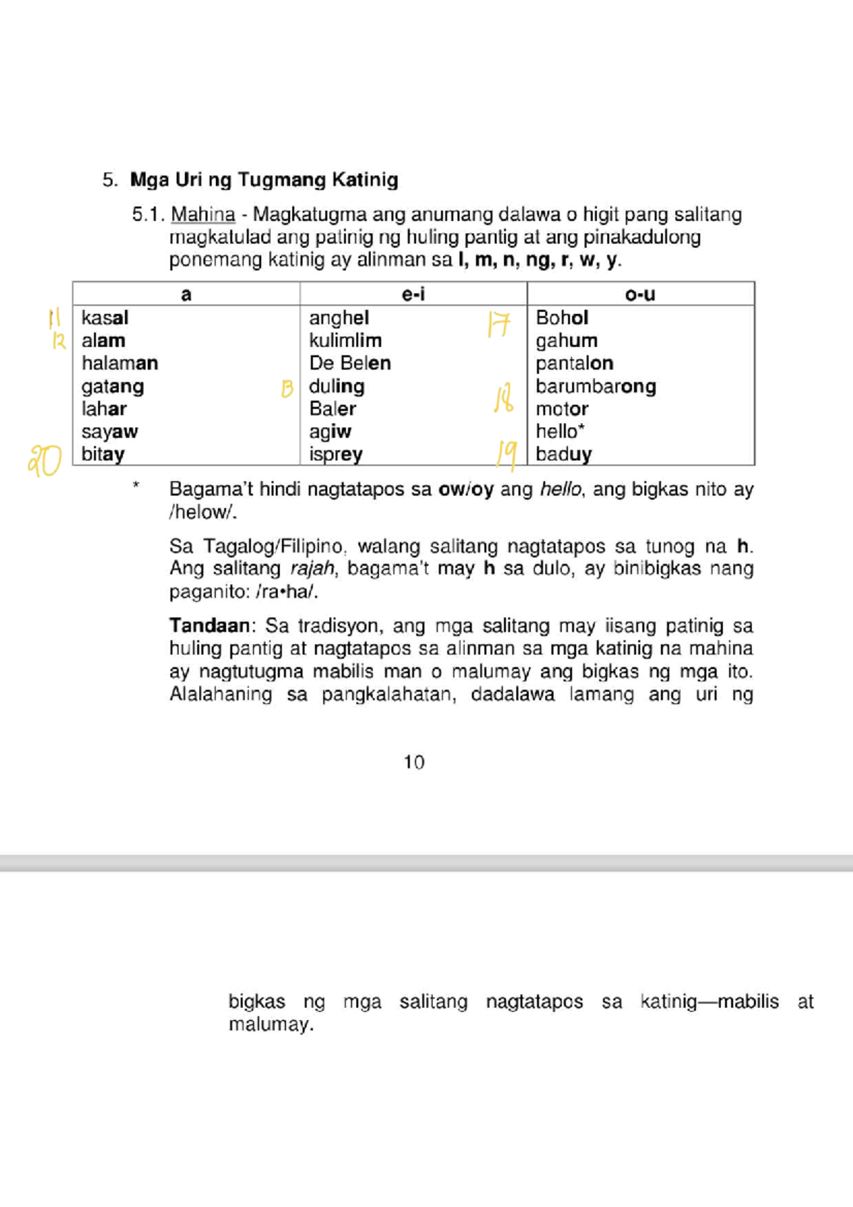 5. Mga Uri ng Tugmang Katinig sa Panitikan: Mahina at Malakas - Studocu