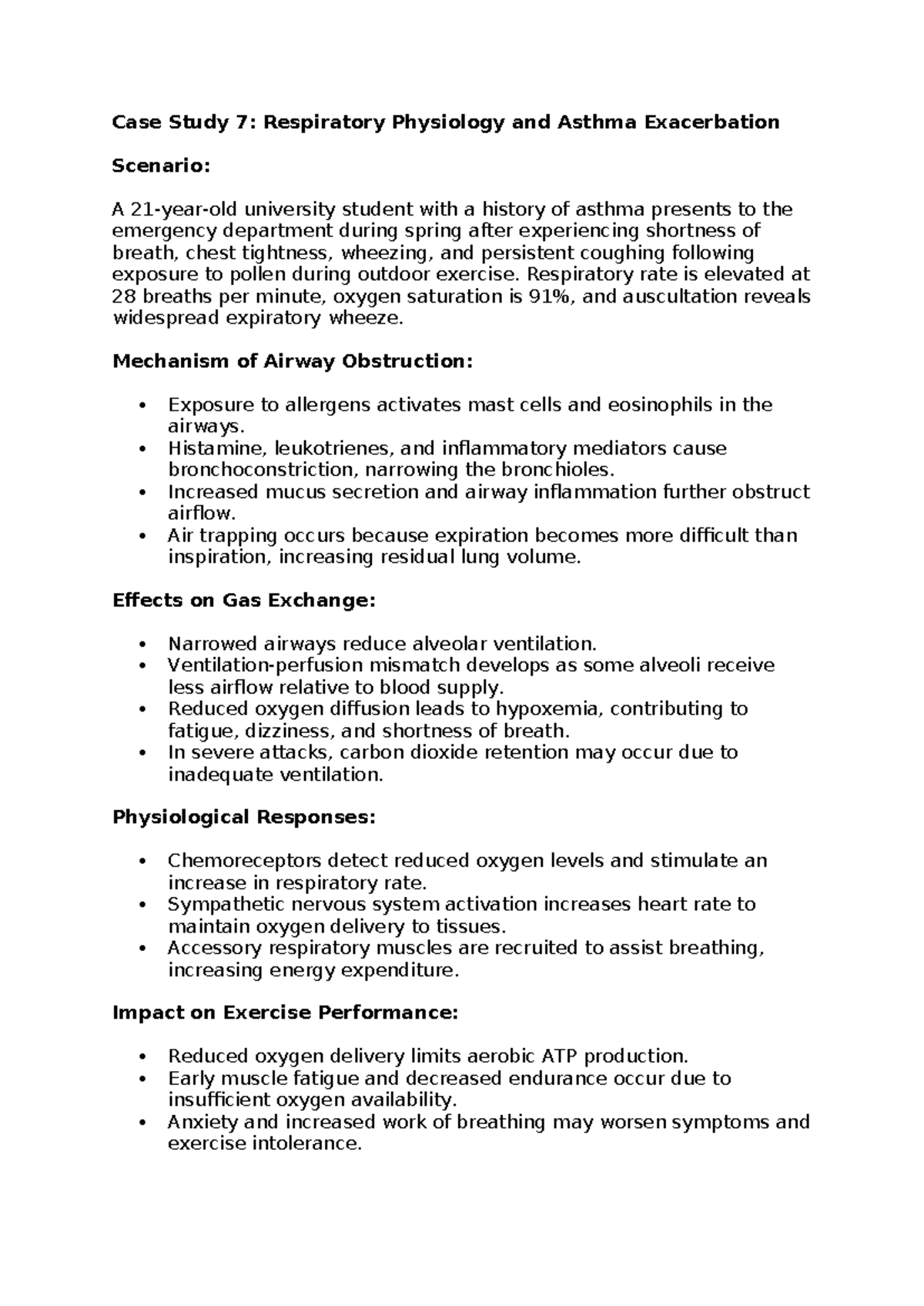 Case Study 7: Asthma Exacerbation in Respiratory Physiology (BIOL3210 ...