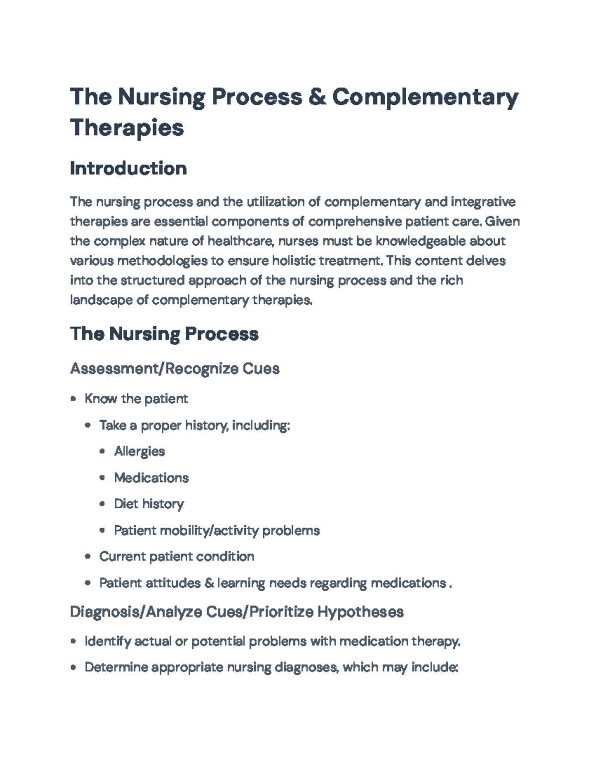 Nursing Process and Complementary Therapies in Patient Care - The ...