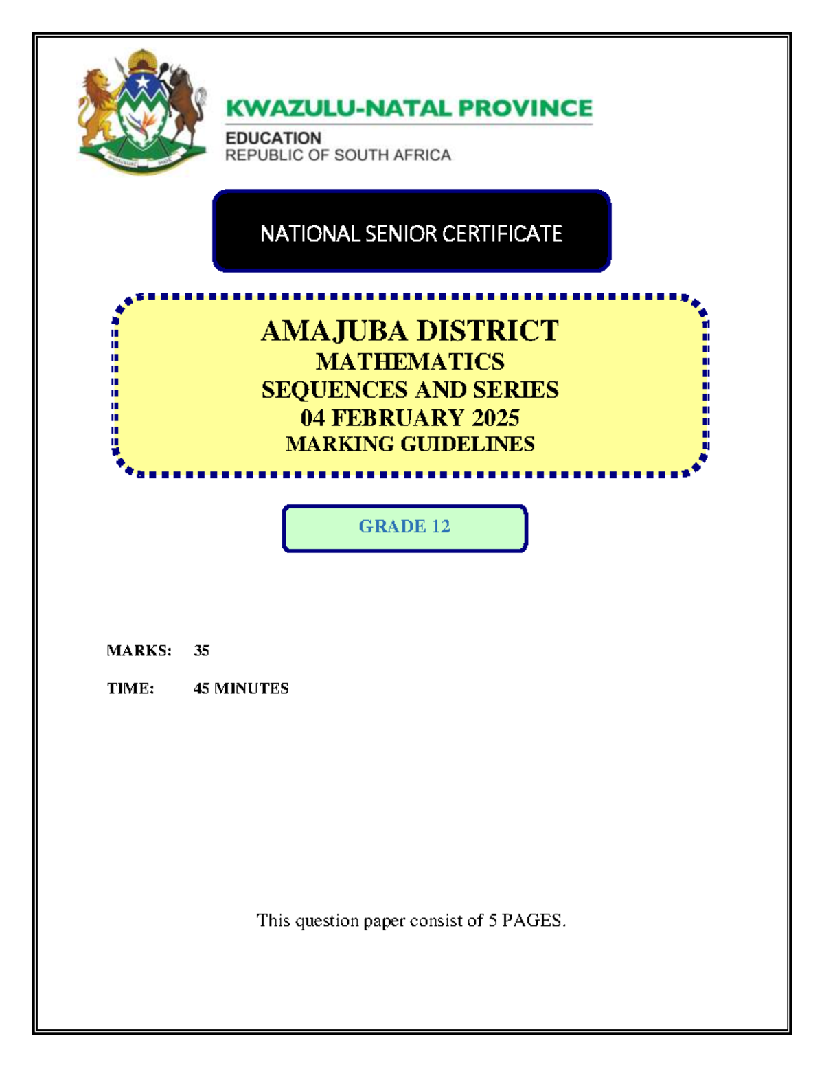 MG GR 12 Seq & Ser QP - Amajuba District 04 Feb 2025 - Studocu
