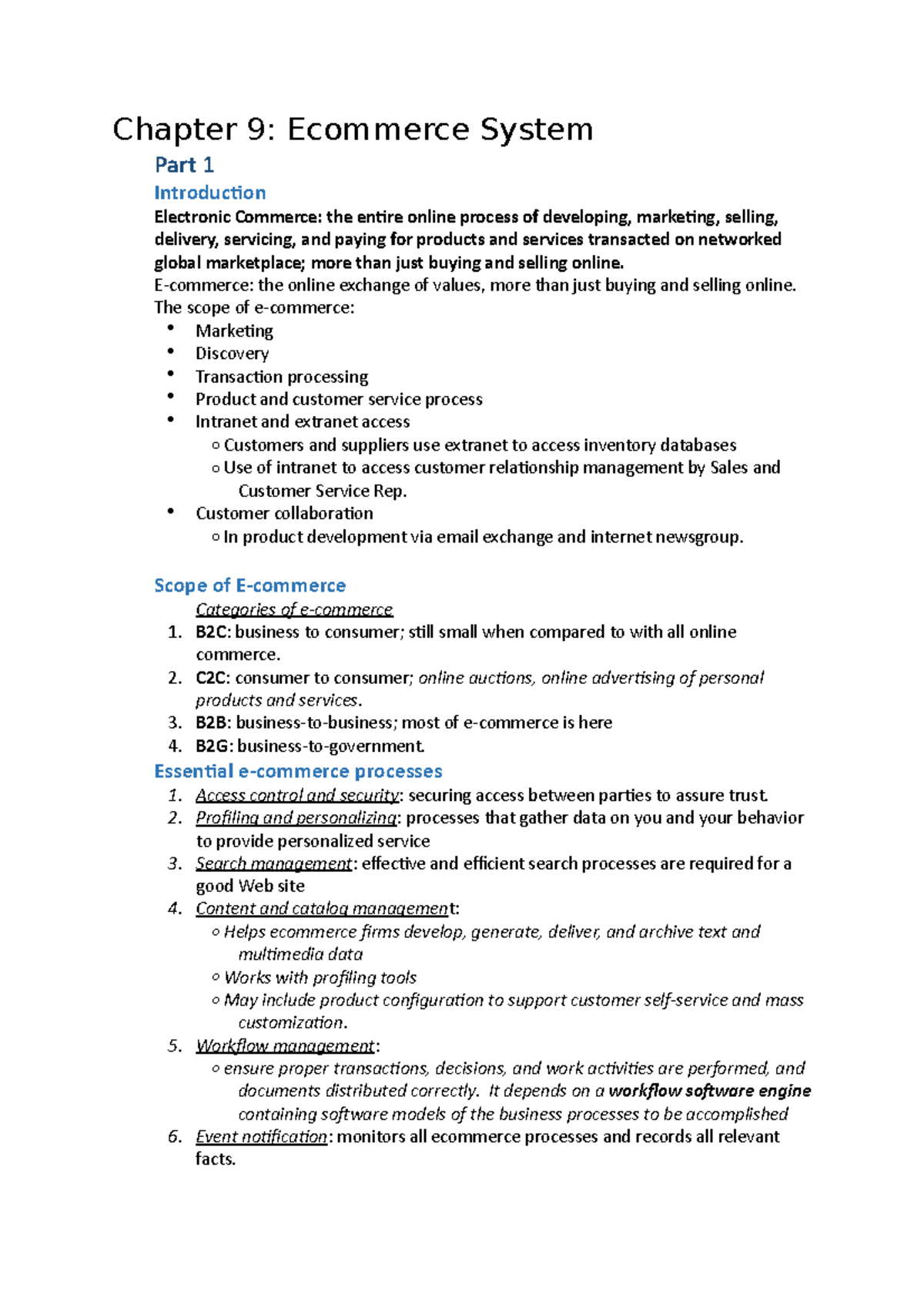 MIS Chapter 9 - E-Commerce Systems Overview and Key Concepts - Studocu