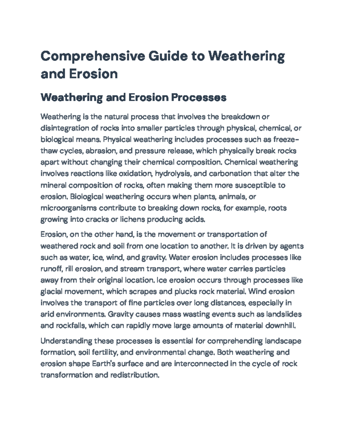 Laboratory Investigation of Weathering and Erosion Using Graham ...