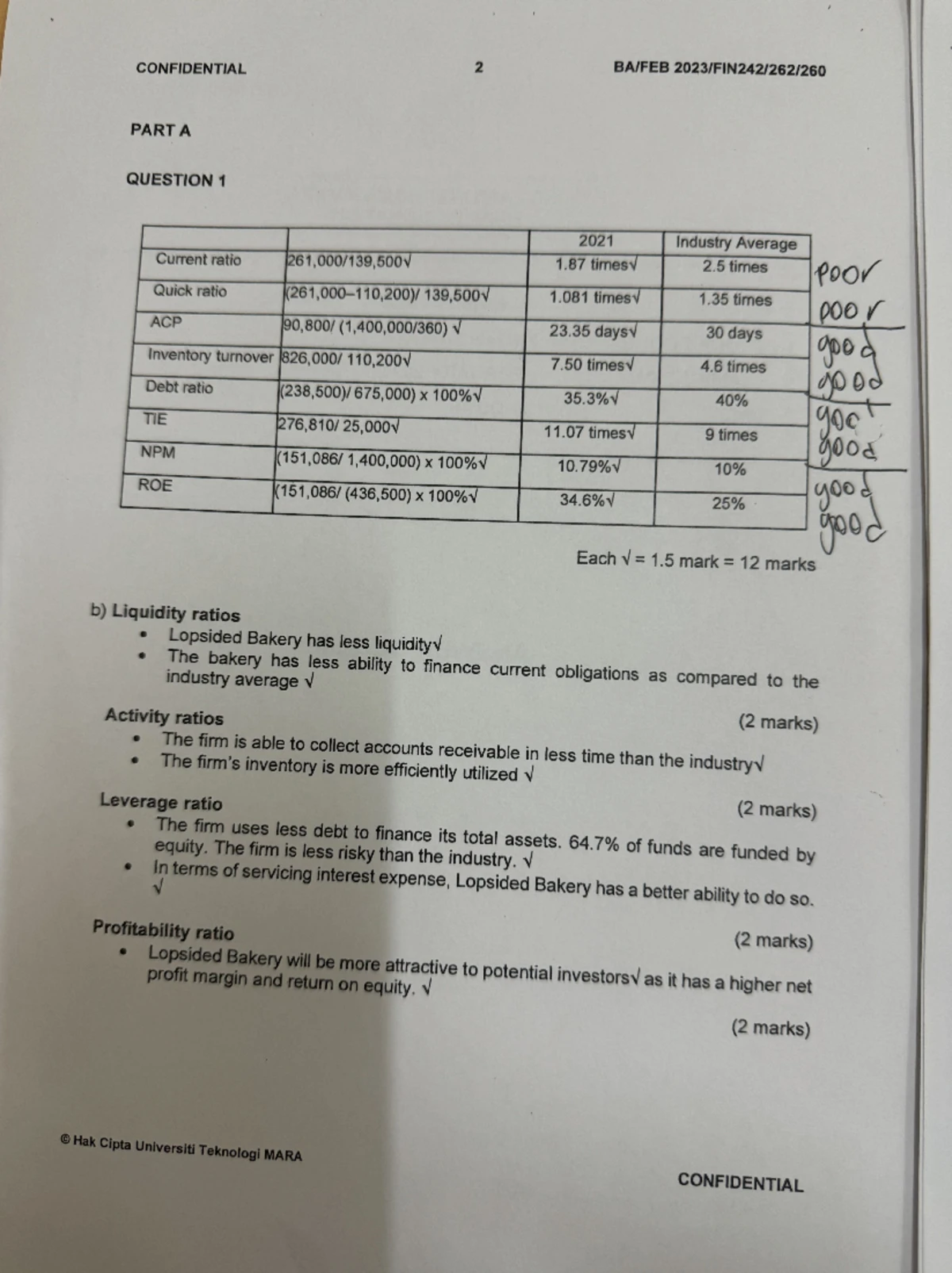 FIN242 JAN2024 PAST YEAR Answer Sceme - CONFIDENTIAL UNIVERSITI ...