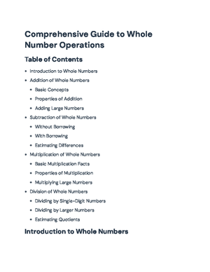 Comprehensive Arithmetic Operations Guide: Whole Numbers, Fractions ...