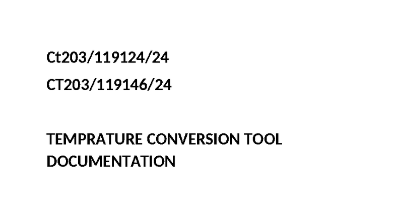 CT203 Temperature Conversion Tool Documentation - Studocu