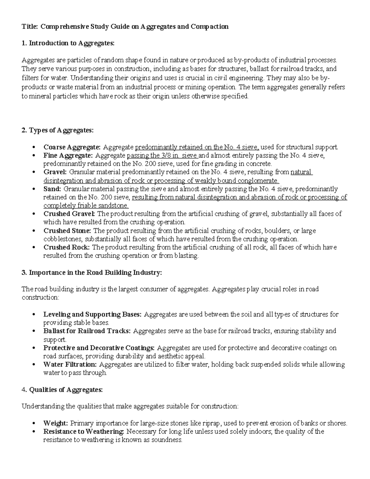 Construction Materials - Title: Comprehensive Study Guide on Aggregates ...
