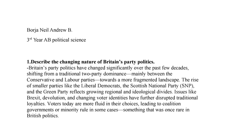AB Political Science 3: Evolving Party Politics & Judicial Review - Studocu