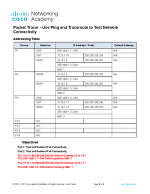2.3.7 Packet Tracer - Navigate the IOS - Record your answers to the questions in either red or ...