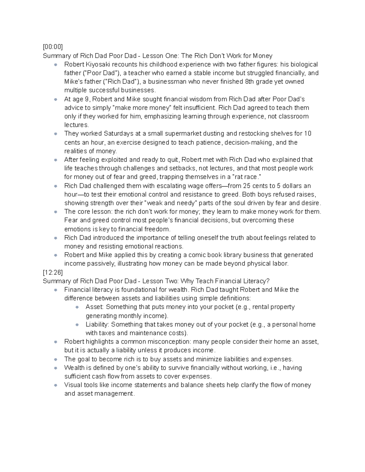 Rich Dad Poor Dad (Course Code) - Key Lessons Summary and Insights ...