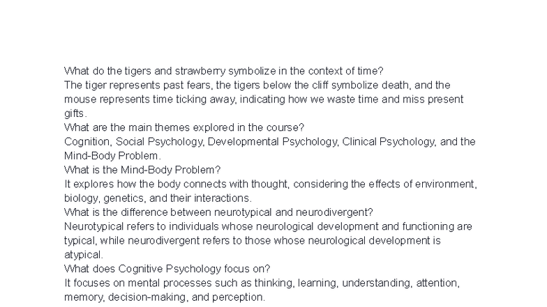 Psychology Themes and Concepts: A Comprehensive Overview (PSY 101 ...