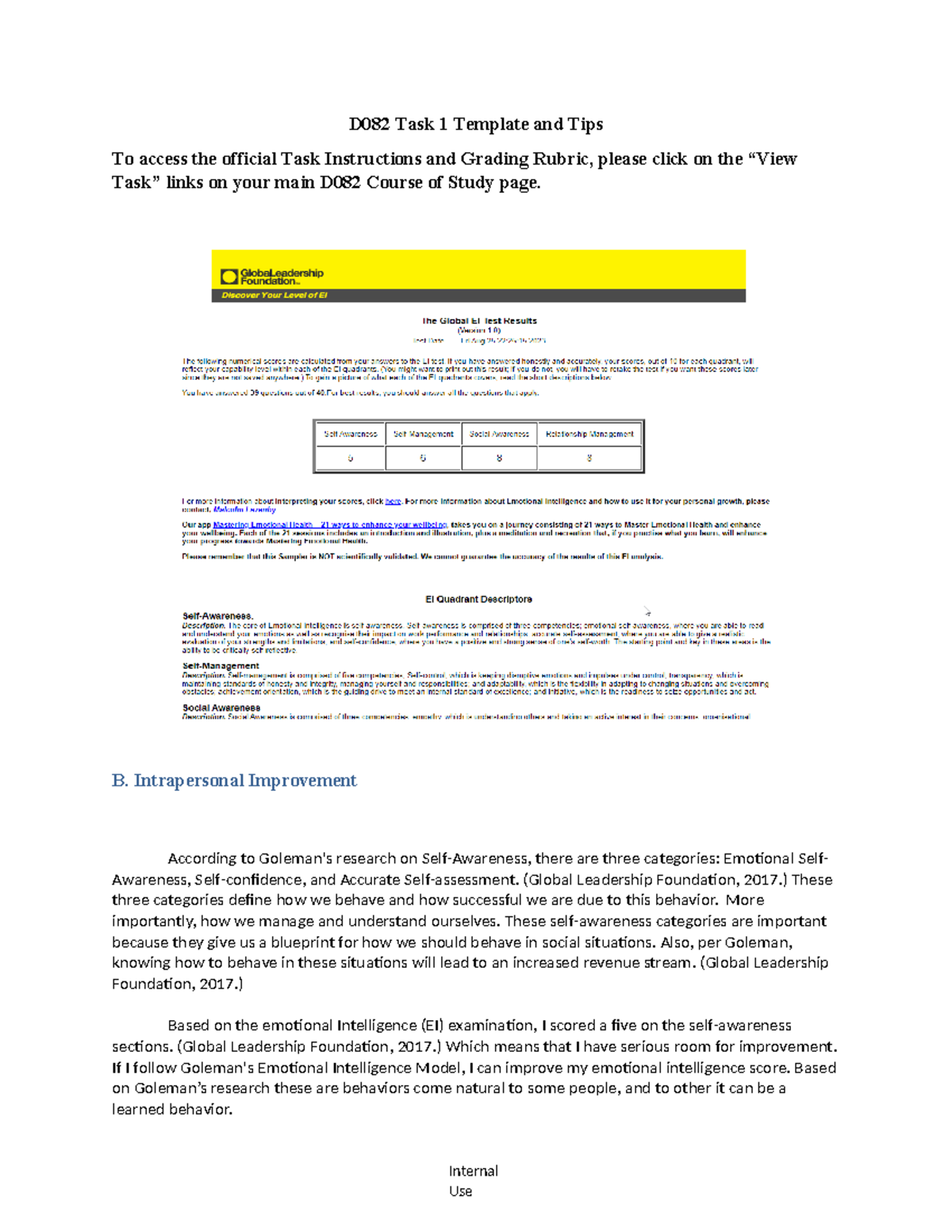 School D082 Task 1 Template and Tips 0123 - Internal Use D082 Task 1 Template and Tips To access ...