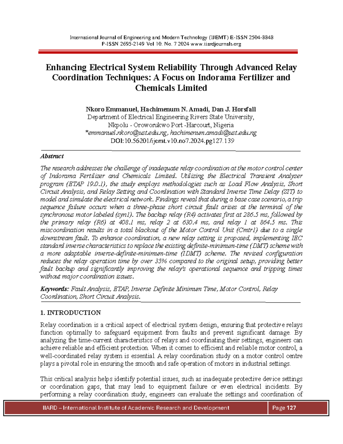 Enhancing Relay Coordination for Electrical Systems: A Case Study on ...