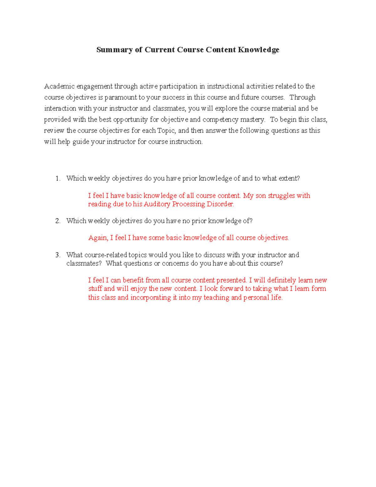 Summary of Course Objectives & Student Engagement Strategies - Studocu