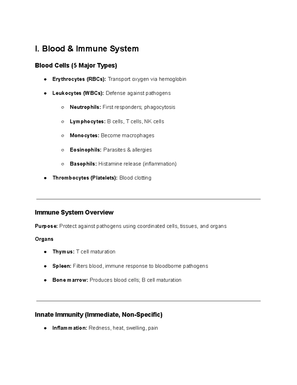 Lecture Notes: Blood, Immune System & Microbiology Basics - Studocu