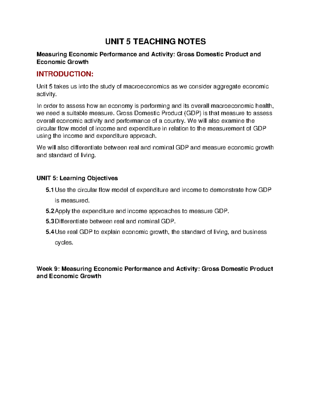 Unit 6: Teaching Notes on Unemployment & Inflation in Canada - Studocu