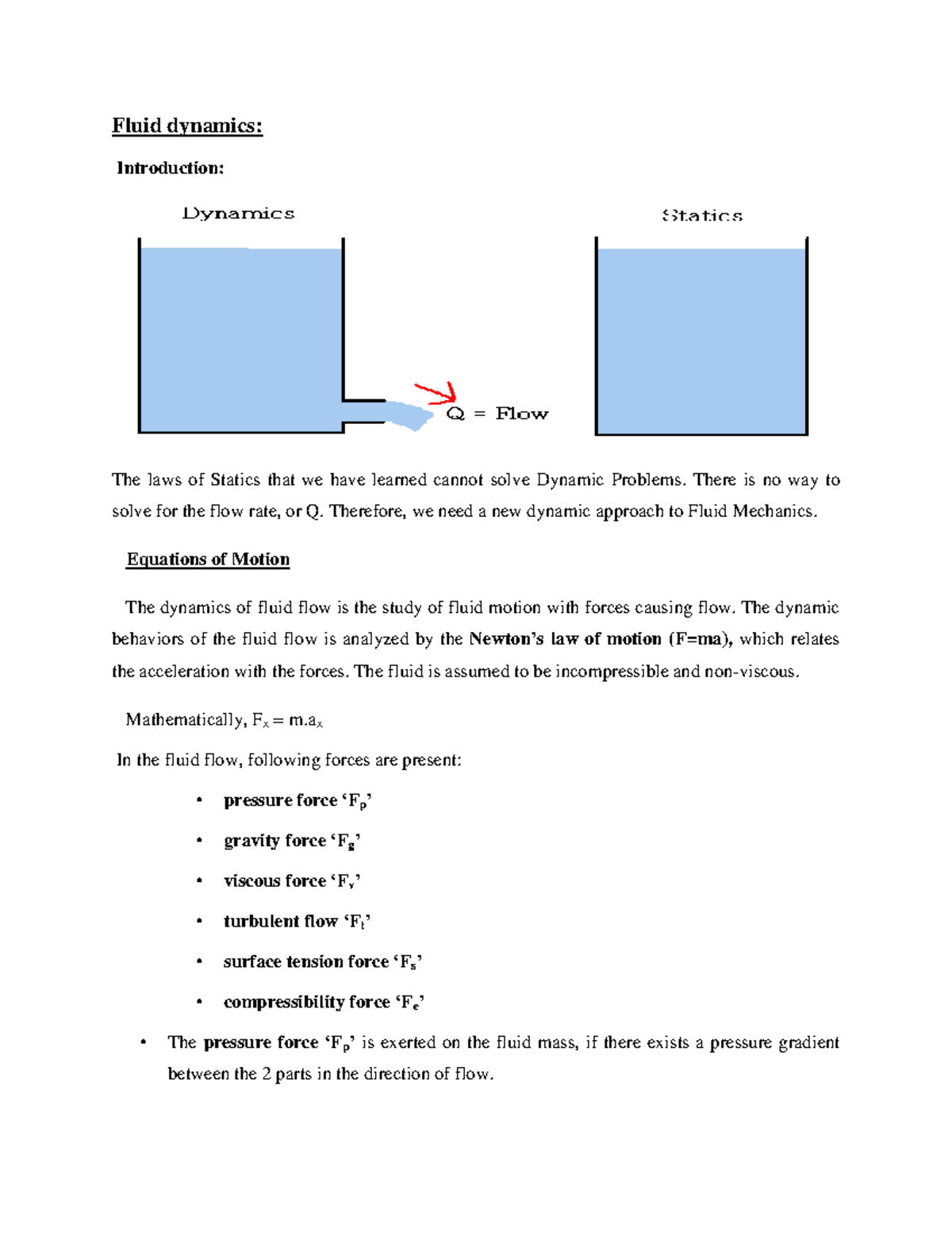 Fluid Dynamics: Introduction to Equations of Motion (TRS Module 1 ...