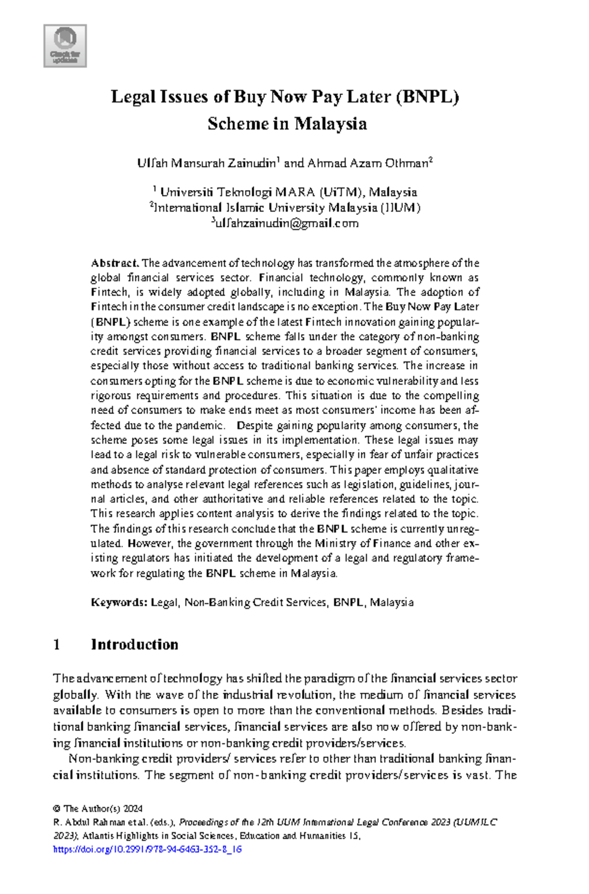 Legal Issues of BNPL Scheme in Malaysia: A Comprehensive Analysis - Studocu