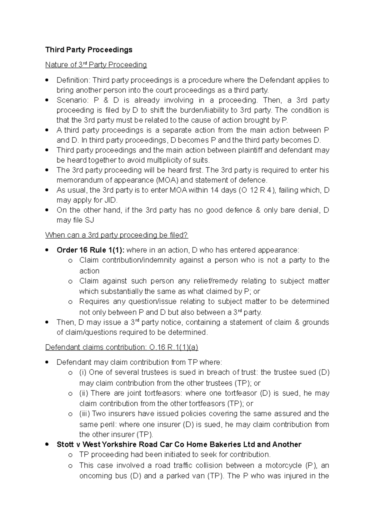 Third Party Proceedings: Concepts and Procedures (Final Exam) - Studocu