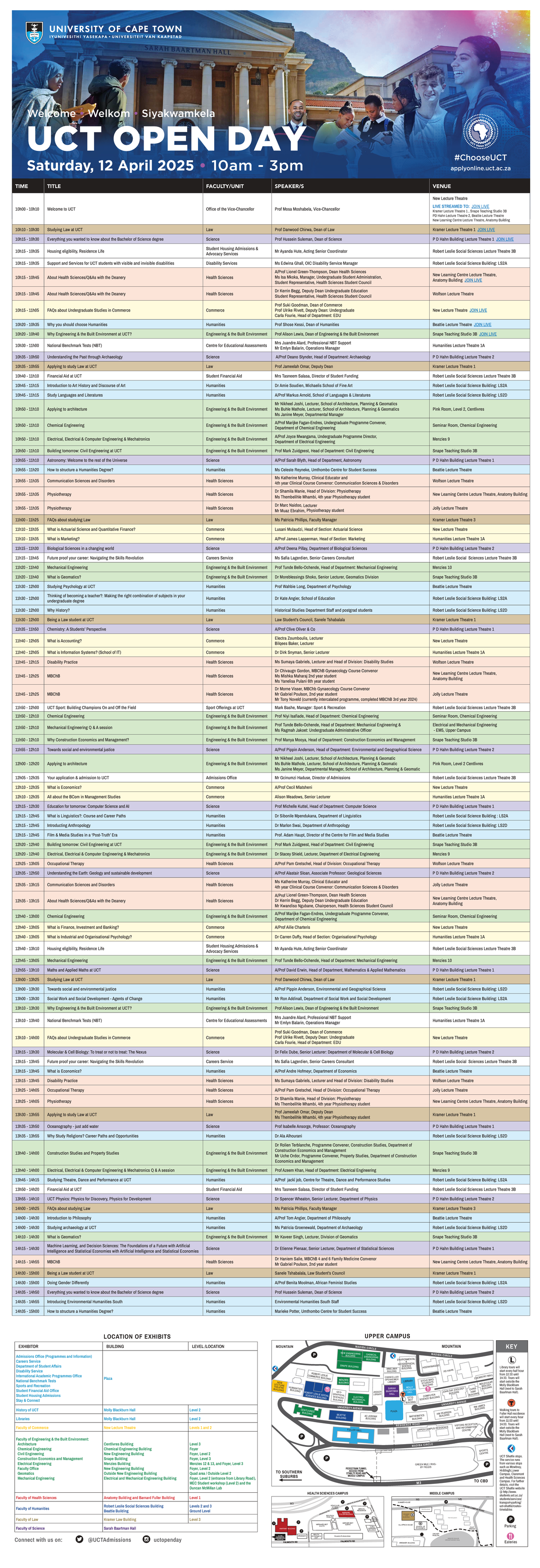 UCT Open Day schedule and information for 2025 - Studocu